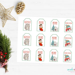 Cat Christmas Gift Tags Instant Download Printable Meowy Christmas ...