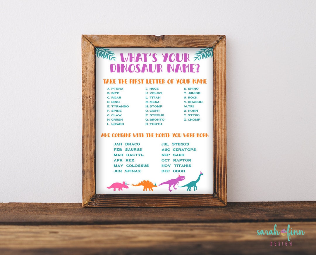 What's Your Dinosaur Name Printable Sign Instant Download Party Game ...
