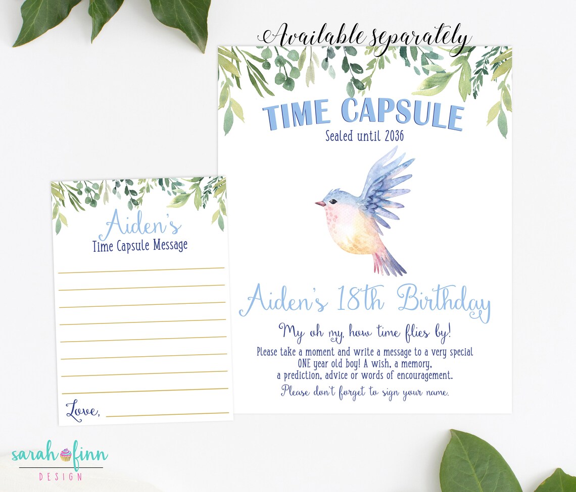 Bird Happy Birthday Banner Little Birdie Greenery Printable Instant ...