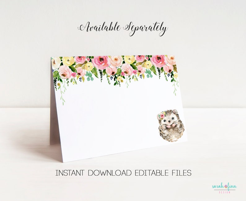 Hedgehog Happy Birthday Banner Printable Instant Download Girl Floral ...