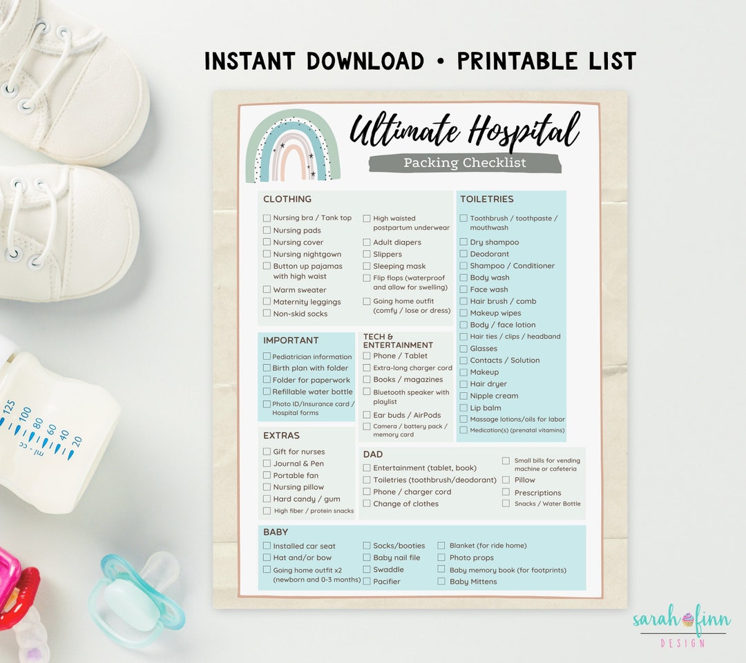 Labor and Delivery Checklist Hospital Bag Check List Mom Baby INSTANT ...