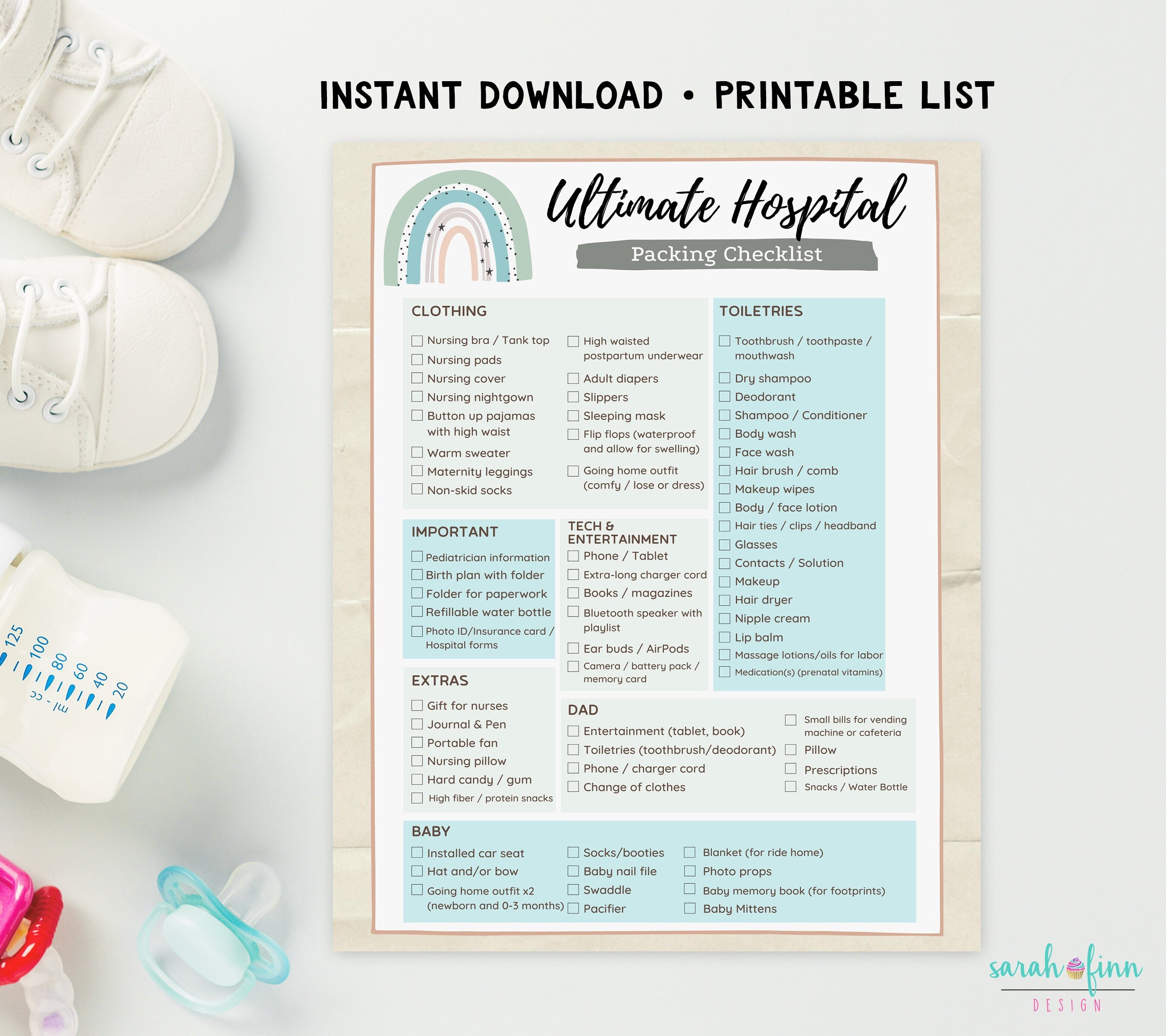 Labor and Delivery Checklist Hospital Bag Check List Mom Baby INSTANT ...