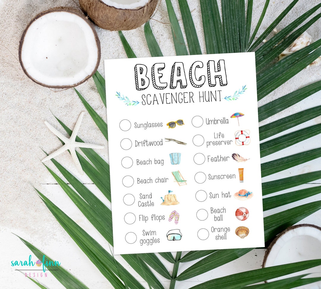 Beach Scavenger Hunt Summer Vacation Scavenger Hunt for Kids Beach ...