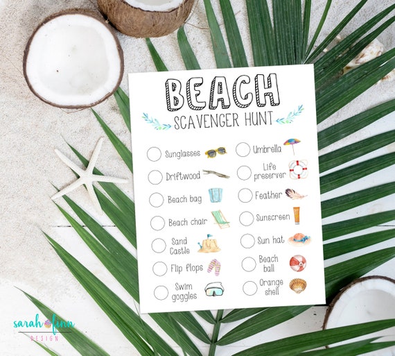Beach Scavenger Hunt Summer Vacation Scavenger Hunt for Kids - Etsy