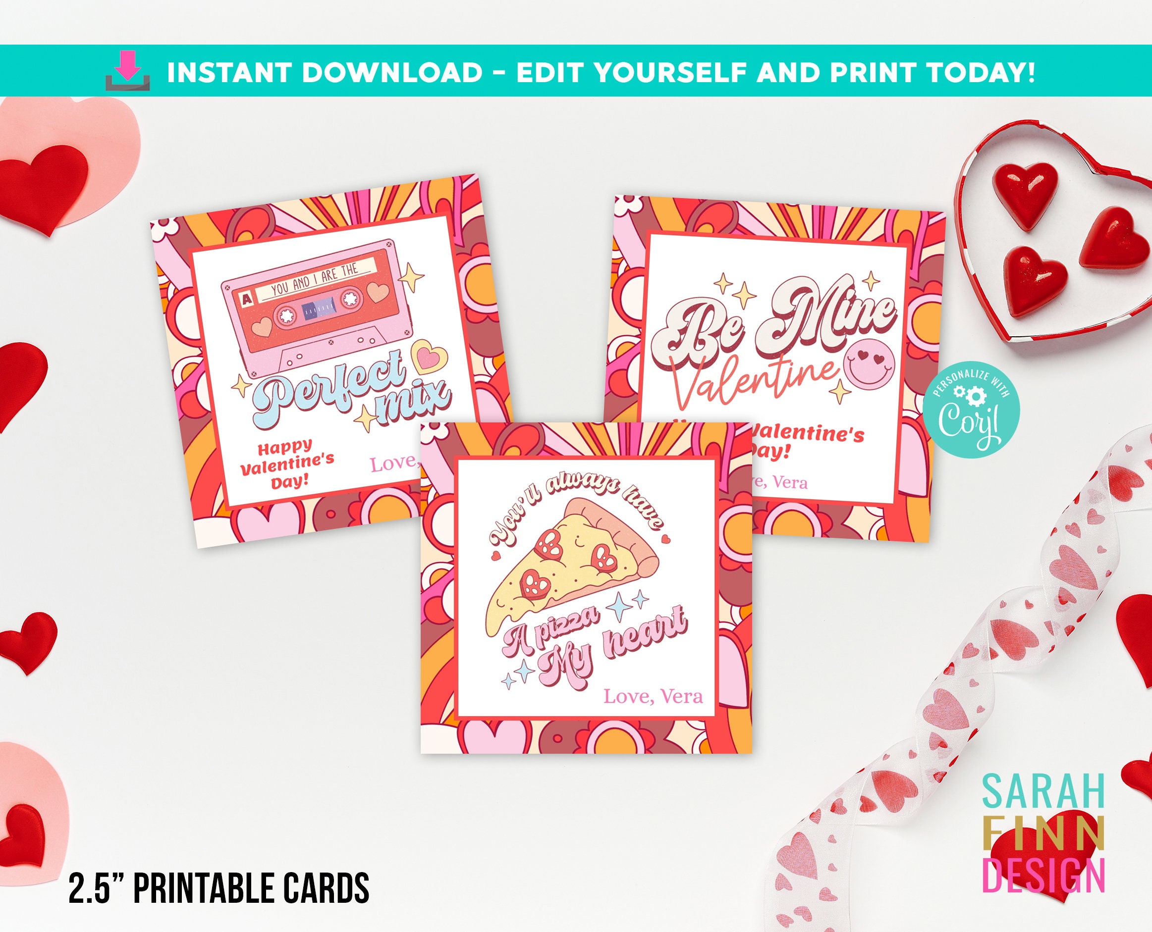 Groovy School Valentine Printable Groovy Cards Classroom - Etsy