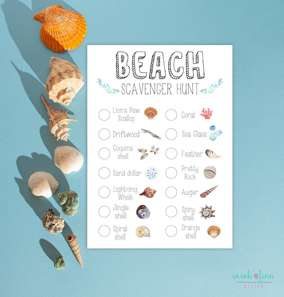 Beach Scavenger Hunt Sea Shell Scavenger Hunt for Kids Beach | Etsy