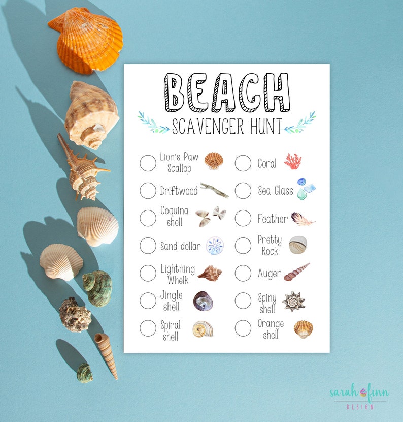 Beach Scavenger Hunt Sea Shell Scavenger Hunt for Kids Beach - Etsy
