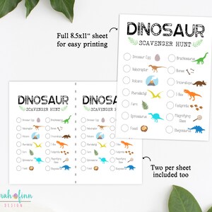 Dinosaur Scavenger Hunt Dinosaur Birthday Party Game Printable Activity ...
