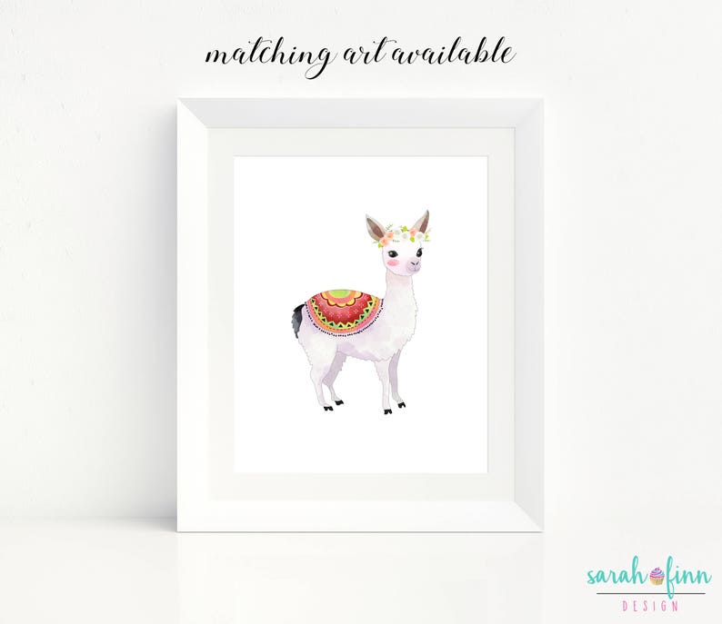 Llama Cactus Print Llama Gift Cactus Decor Baby Shower Alpaca - Etsy
