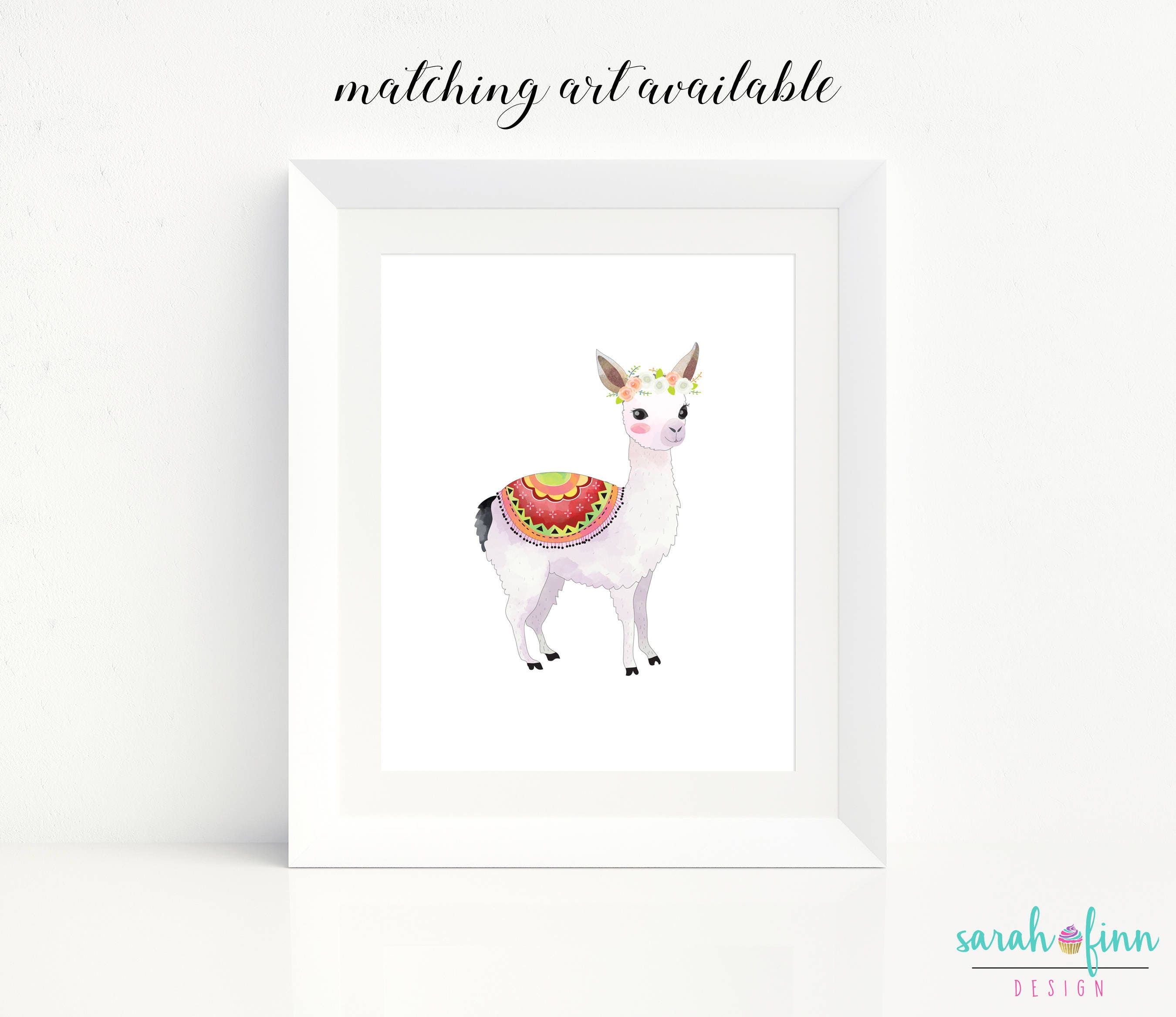 Llama Cactus Print Llama Gift Cactus Decor Baby Shower Alpaca | Etsy