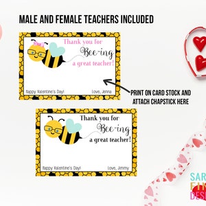 Editable Bee Valentines Day Card for Teacher Lip Balm Valentine for ...