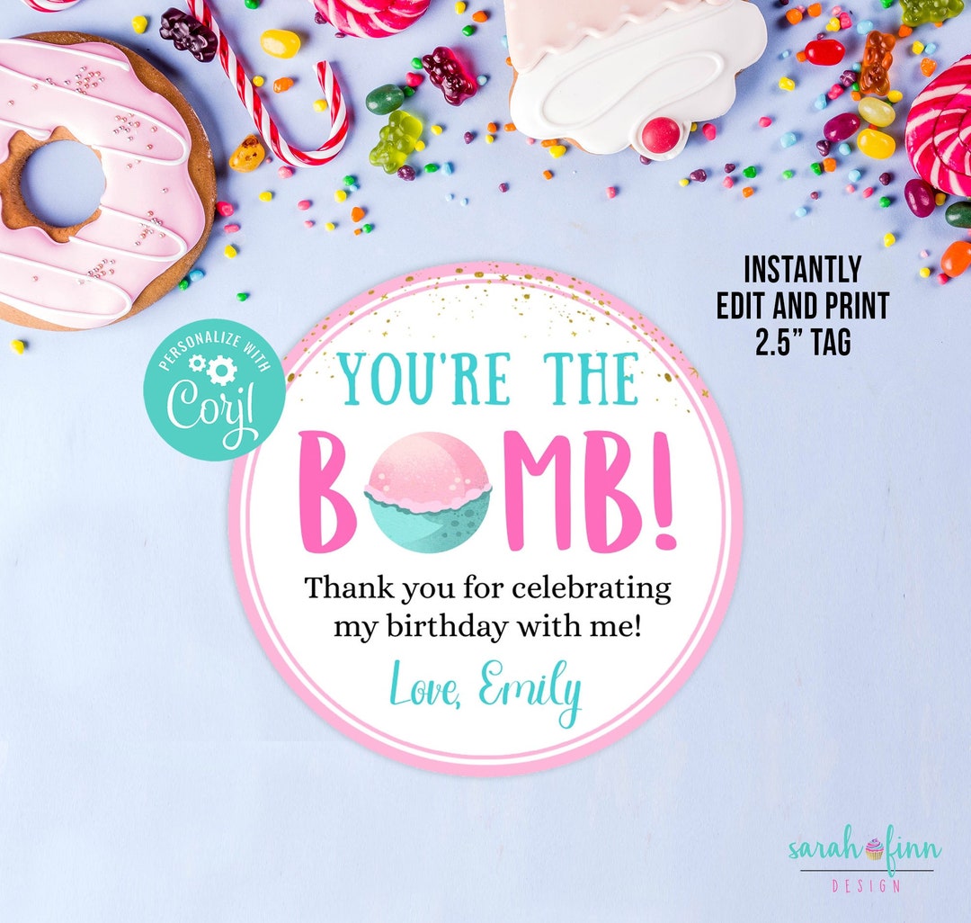Bath Bomb Favor Tags Editable 2.5" Circle Bath Bomb Gift Tags Bath Bomb ...
