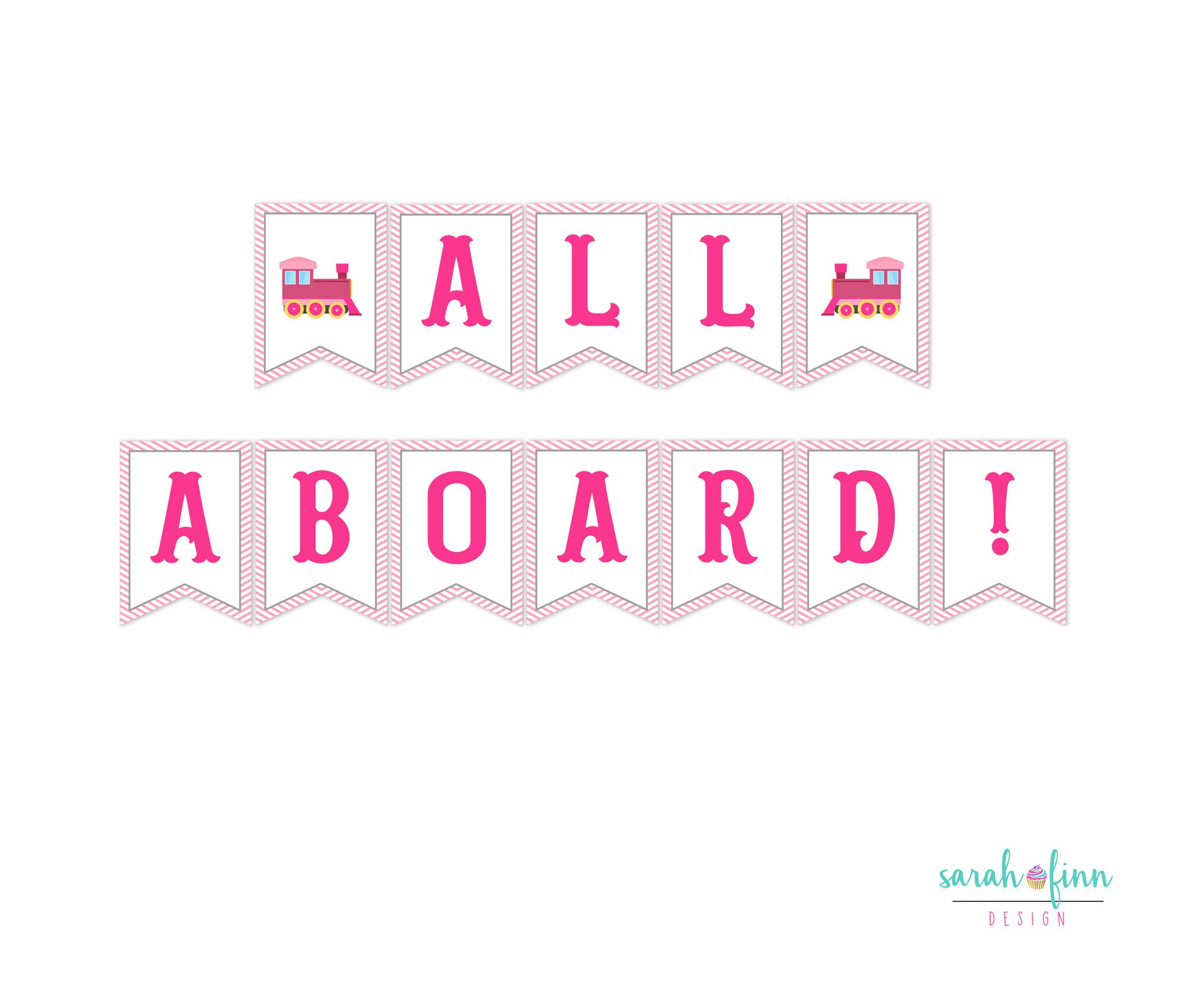 Train Birthday Banner Printable Instant Download All Aboard | Etsy