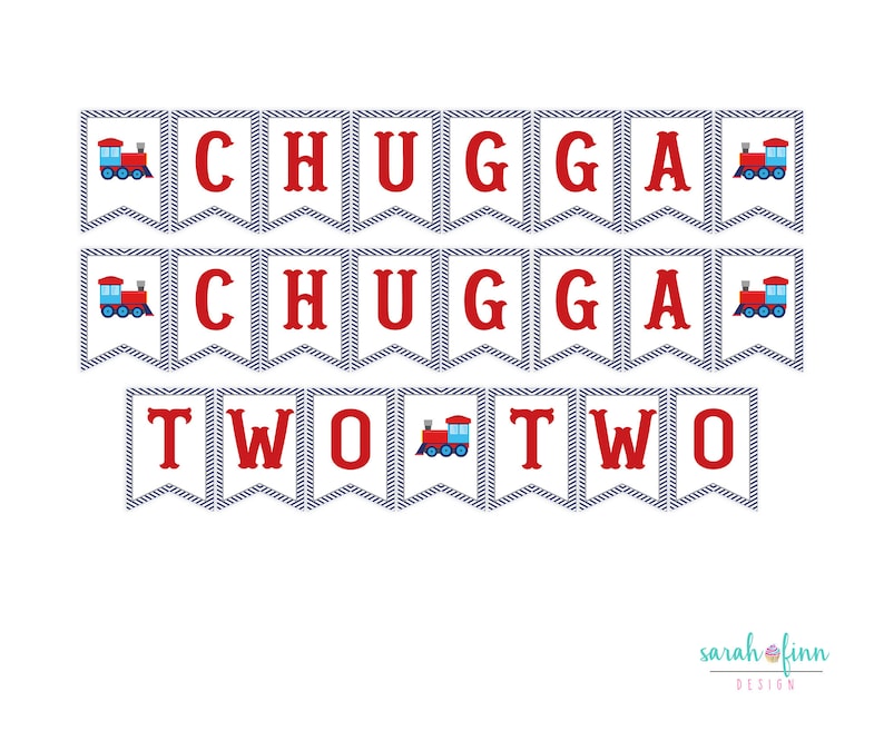 Chugga Chugga Two Two Birthday Banner Instant Download Bunting - Etsy