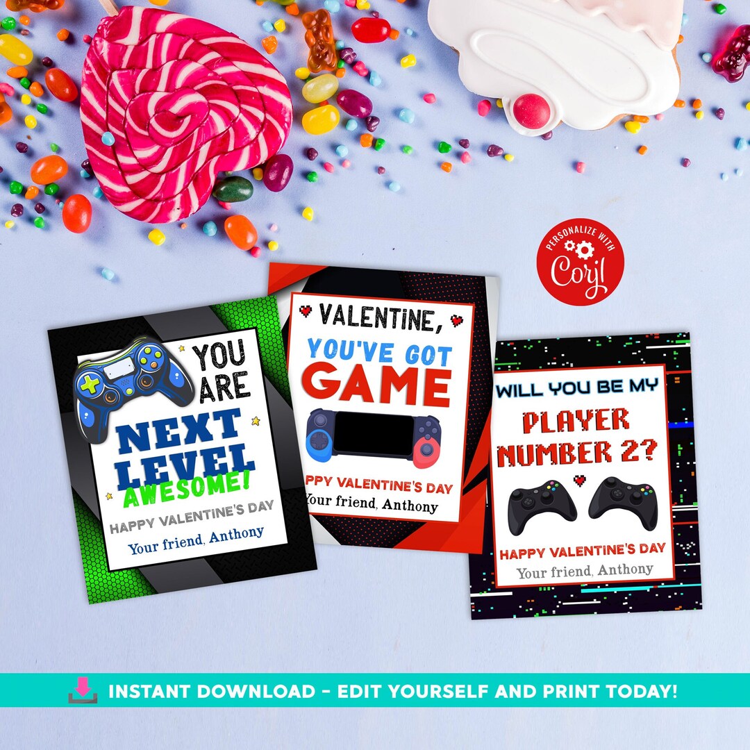 EDITABLE Video Game Valentine Cards, Gamer Valentine Cards for Kids ...