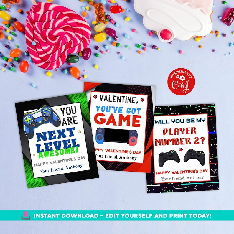 EDITABLE Video Game Valentine Cards, Gamer Valentine Cards for Kids ...