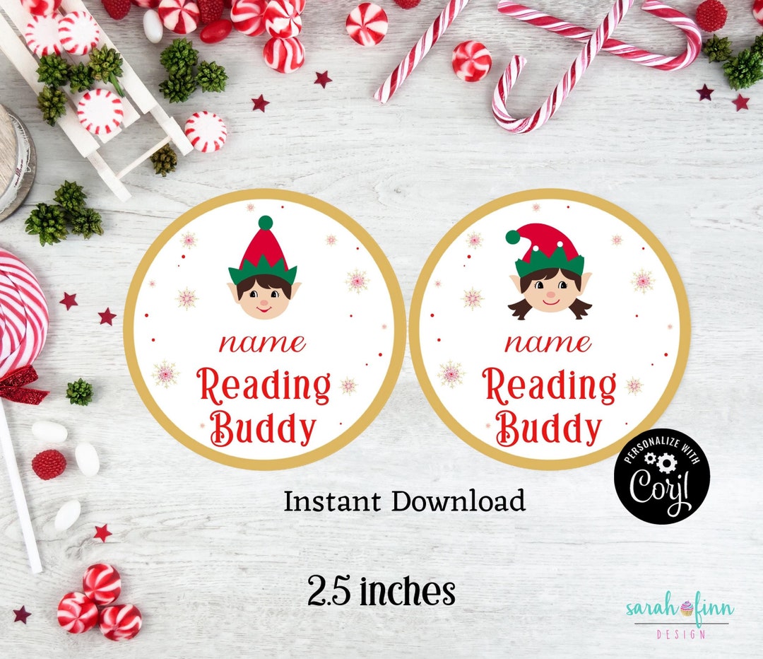 Elf Tags Editable in Corjl Personalize Name Tags for Reading Buddy Girl ...