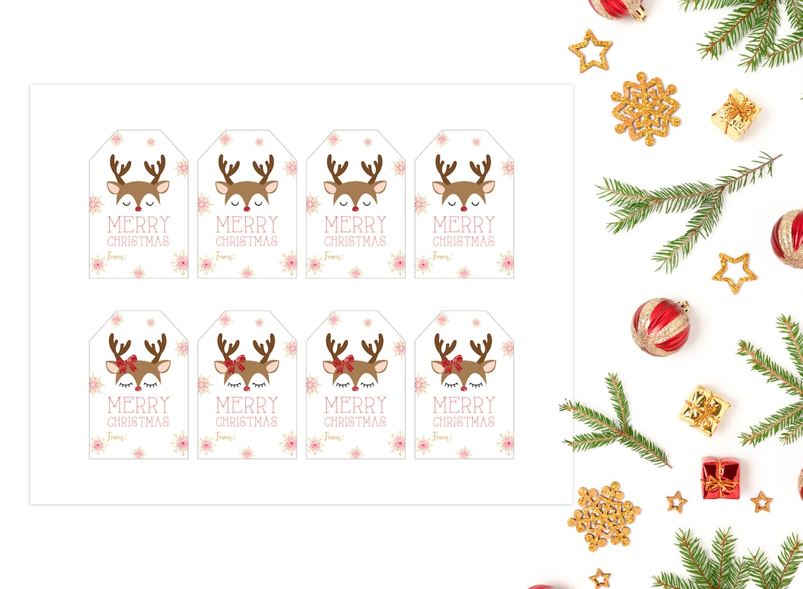 Reindeer Christmas Gift Tags Instant Download Printable Boy | Etsy