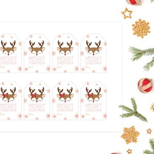 Reindeer Christmas Gift Tags INSTANT DOWNLOAD Printable Boy Reindeer ...