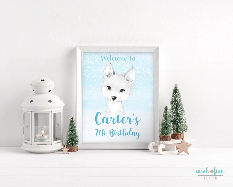 Arctic Fox Welcome Sign Printable Arctic Birthday Welcome Sign - Etsy