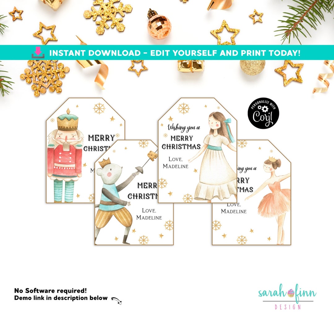 Nutcracker Gift Tags Editable Printable Christmas Gift Tags - Etsy