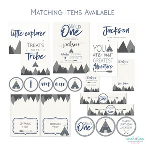 Mountain Birthday Banner Printable Instant Download Wild One Teepee ...