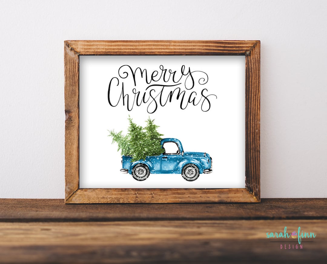 Vintage Truck Christmas Printable Wall Decor Christmas Art Instant ...