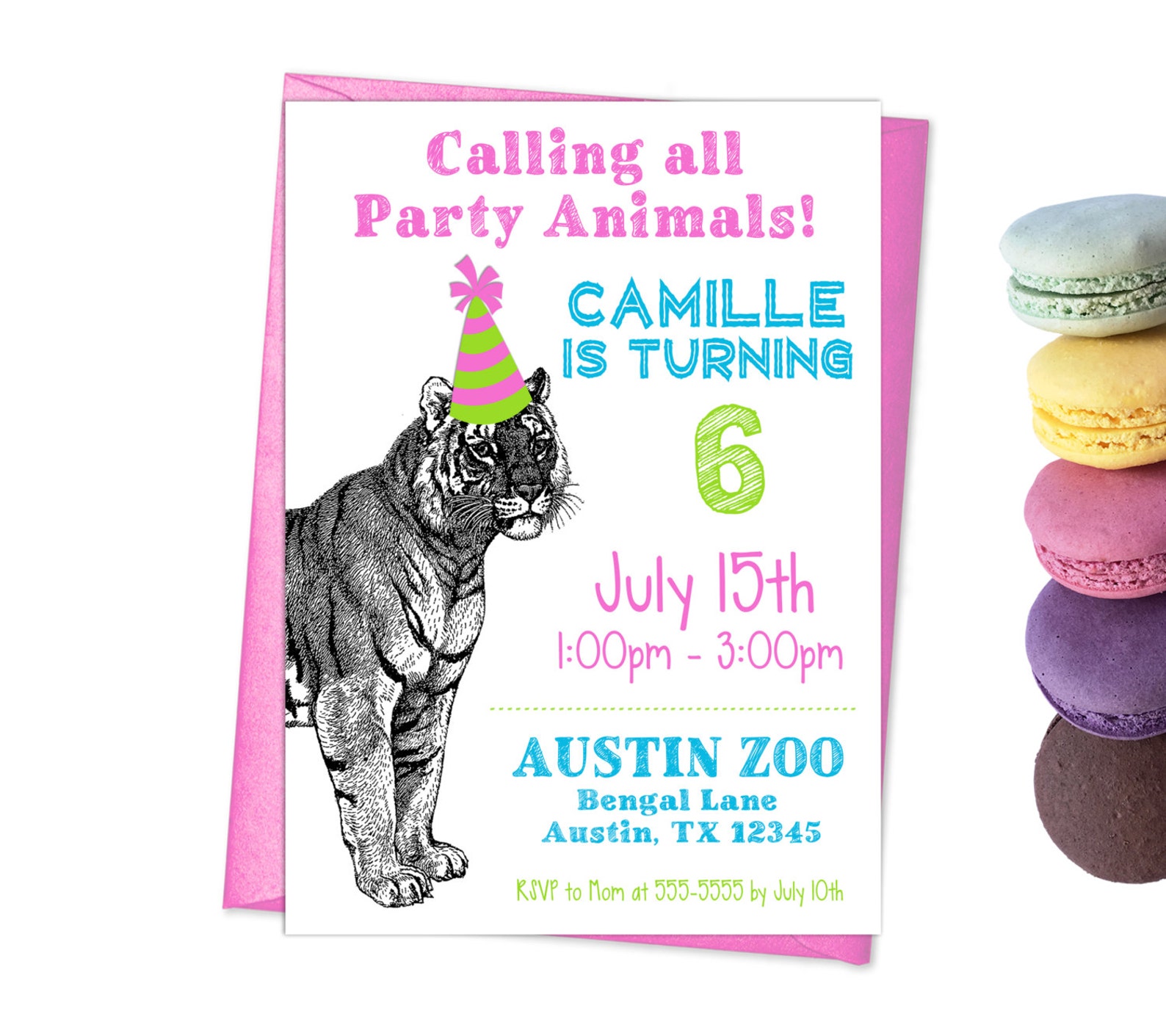 Party Animal Invitation Tiger Invitation Zoo Party Wild Animal - Etsy