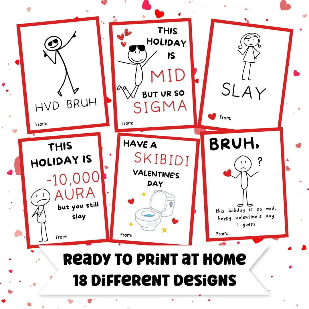 Skibidi Valentines INSTANT DOWNLOAD Teen Slang Valentine Brain Rot ...