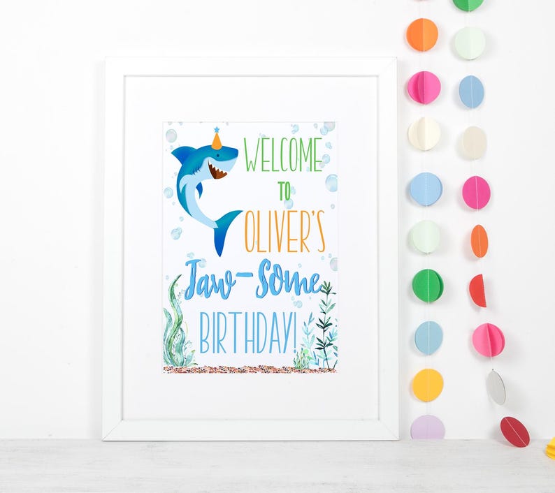 Editable Shark Party Sign Instant Download Editable With Corjl Boy Pool ...