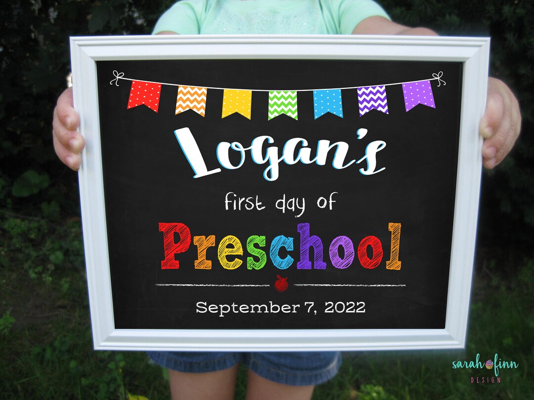 First Day of Preschool Sign Printable Back to School Sign Kindergarten ...