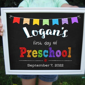 First Day of Preschool Sign Printable Back to School Sign Kindergarten ...