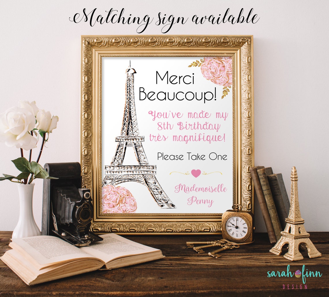 Paris Favor Tags Paris Birthday Party Supplies Printable Thank You Baby ...