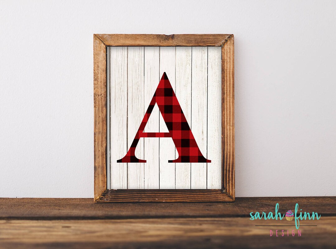 Plaid Letter Buffalo Plaid Initial Printable Art Party Decor Lumberjack ...