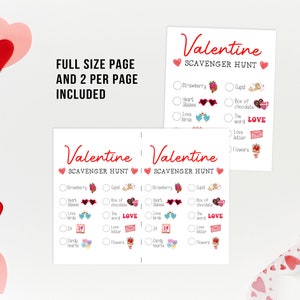 Valentine's Day Scavenger Hunt Printable for Kids Valentine Scavenger ...