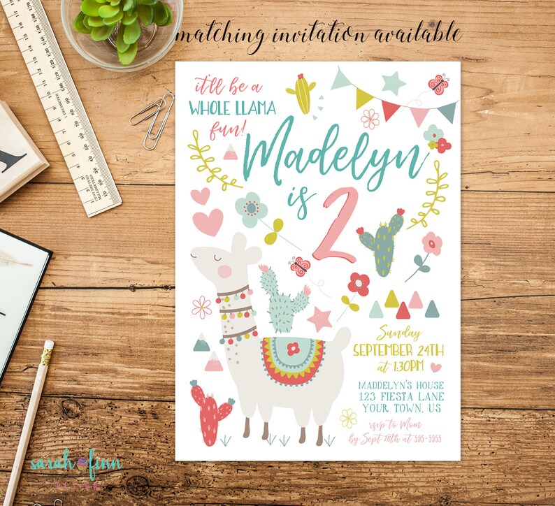 Llama Fiesta Birthday Poster Board Chalkboard Style Poster | Etsy