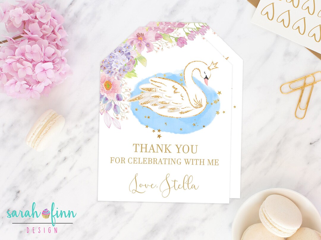 Swan Favor Tags Swan Baby Shower Thank You Tags Swan Princess - Etsy