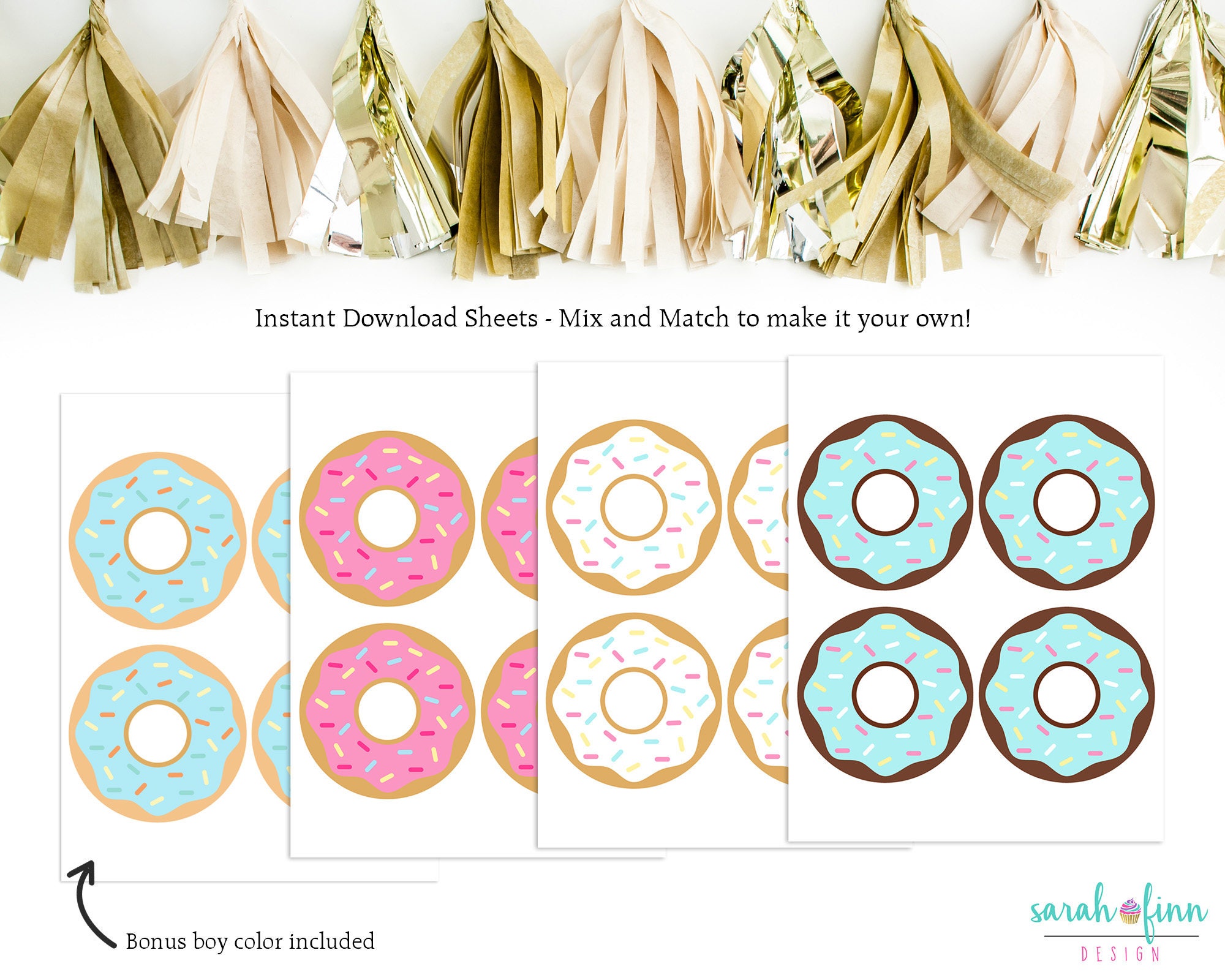 Donut Banner Garland Donut Decorations Instant Download Donut | Etsy