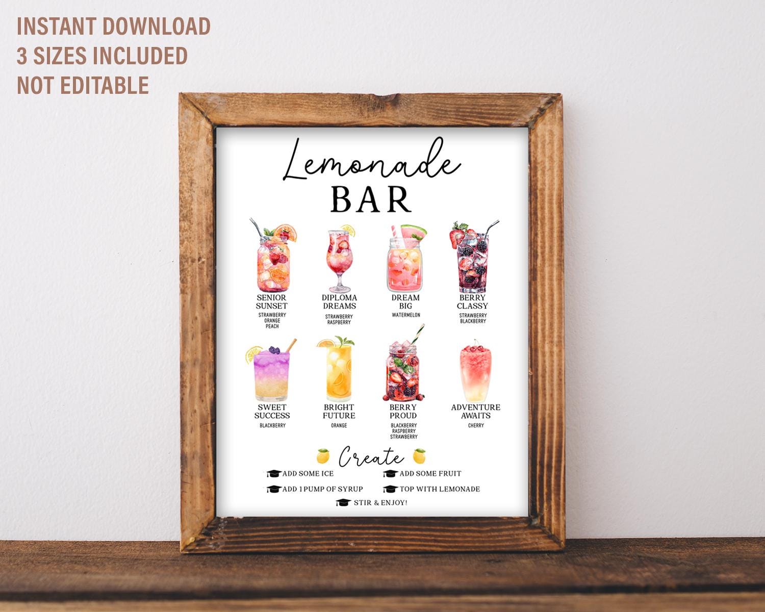 Graduation Lemonade Bar Sign Instant Download Printable Lemonade Sign ...