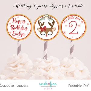Reindeer Happy Birthday Banner Printable Girl Deer Instant Download ...