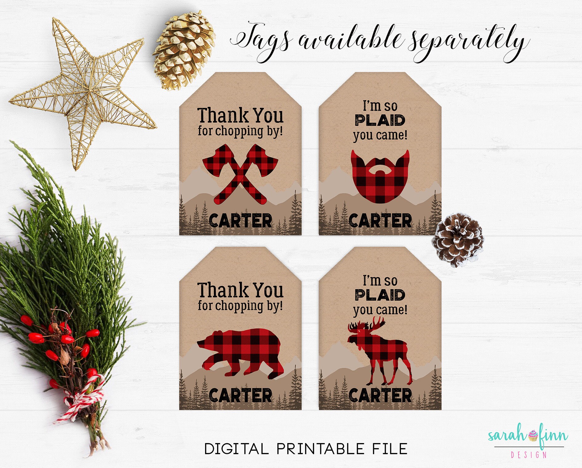 Plaid Letter Buffalo Plaid Initial Printable Art Party Decor | Etsy