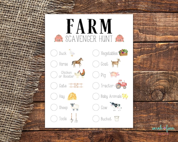 Farm Scavenger Hunt Barnyard Scavenger Hunt Printable Kid - Etsy