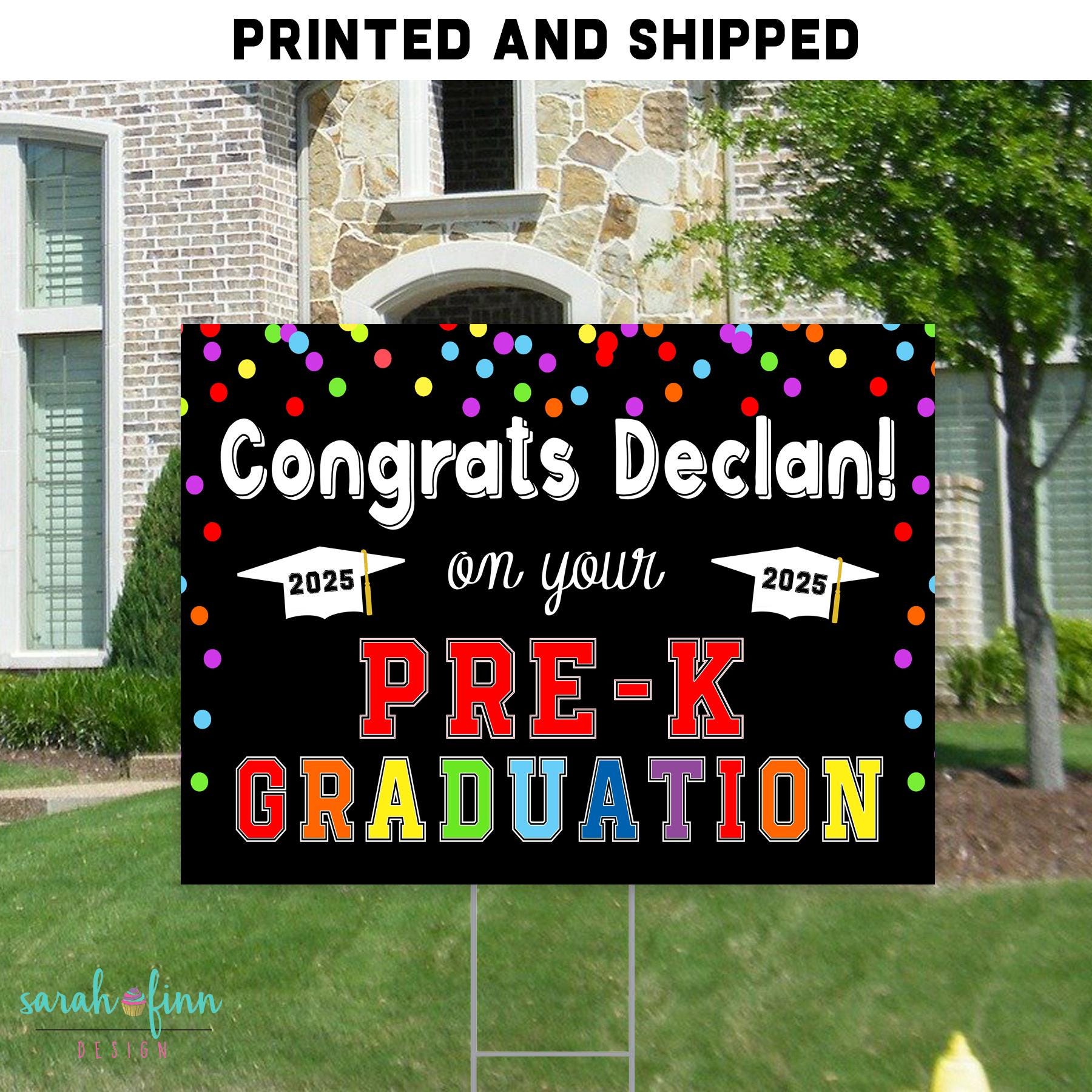 Pre-k Graduation Yard Sign Elementary Graduation 2025 Rainbow Prek Size ...