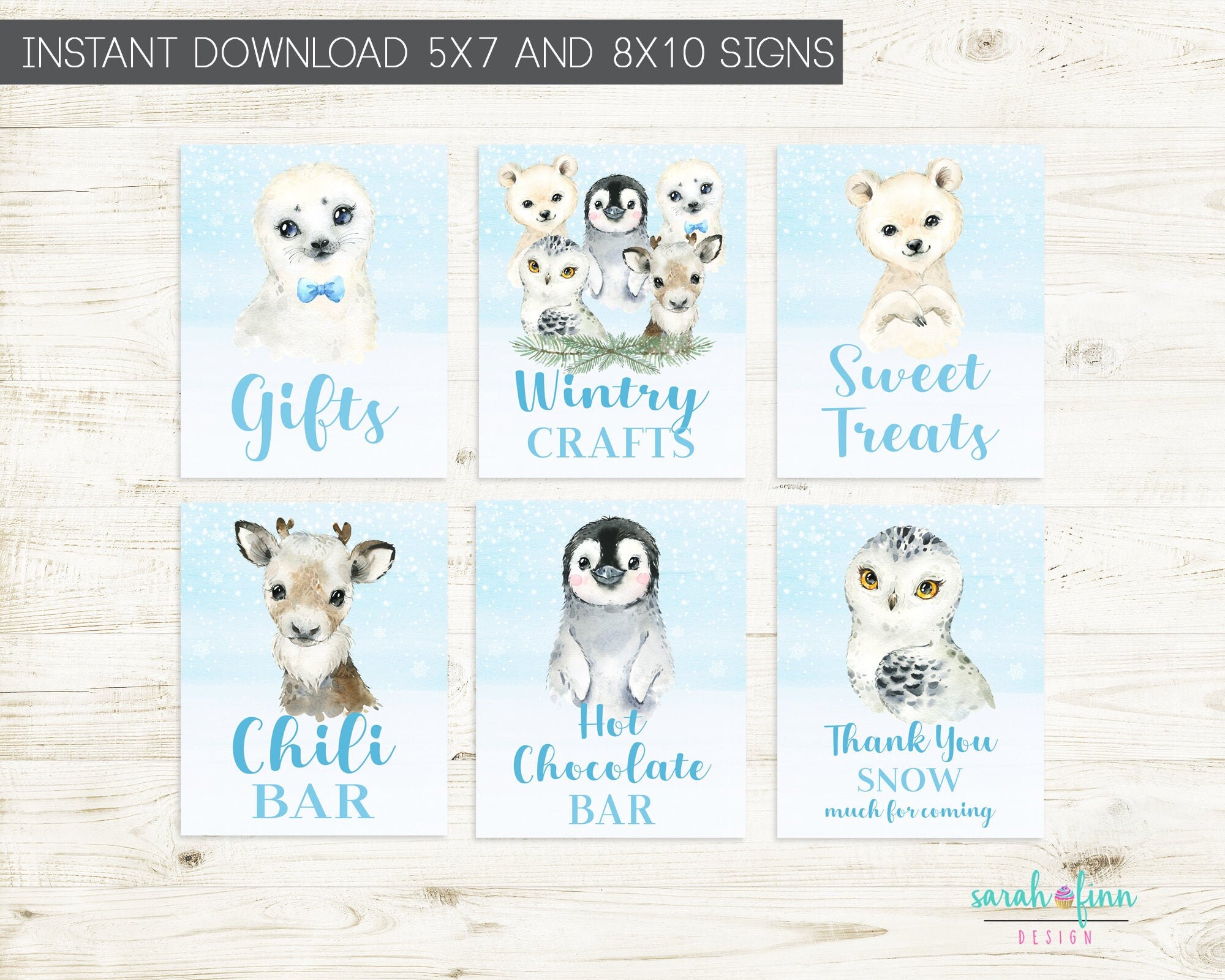 Arctic Animals Birthday Party Signs Set Printable Boy Winter - Etsy