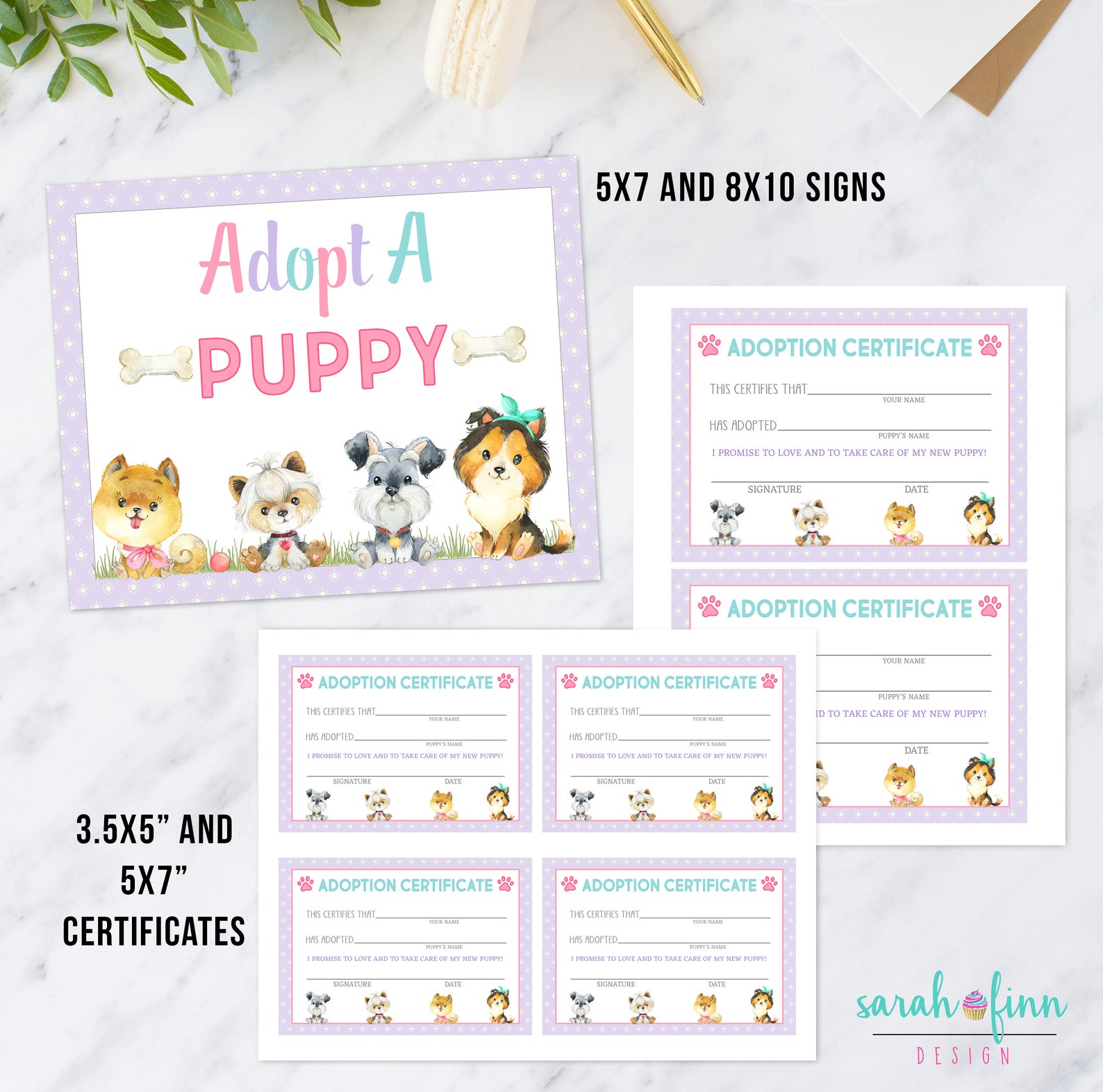 Adopt a Puppy Sign and Certificate Puppy Printable Dog - Etsy