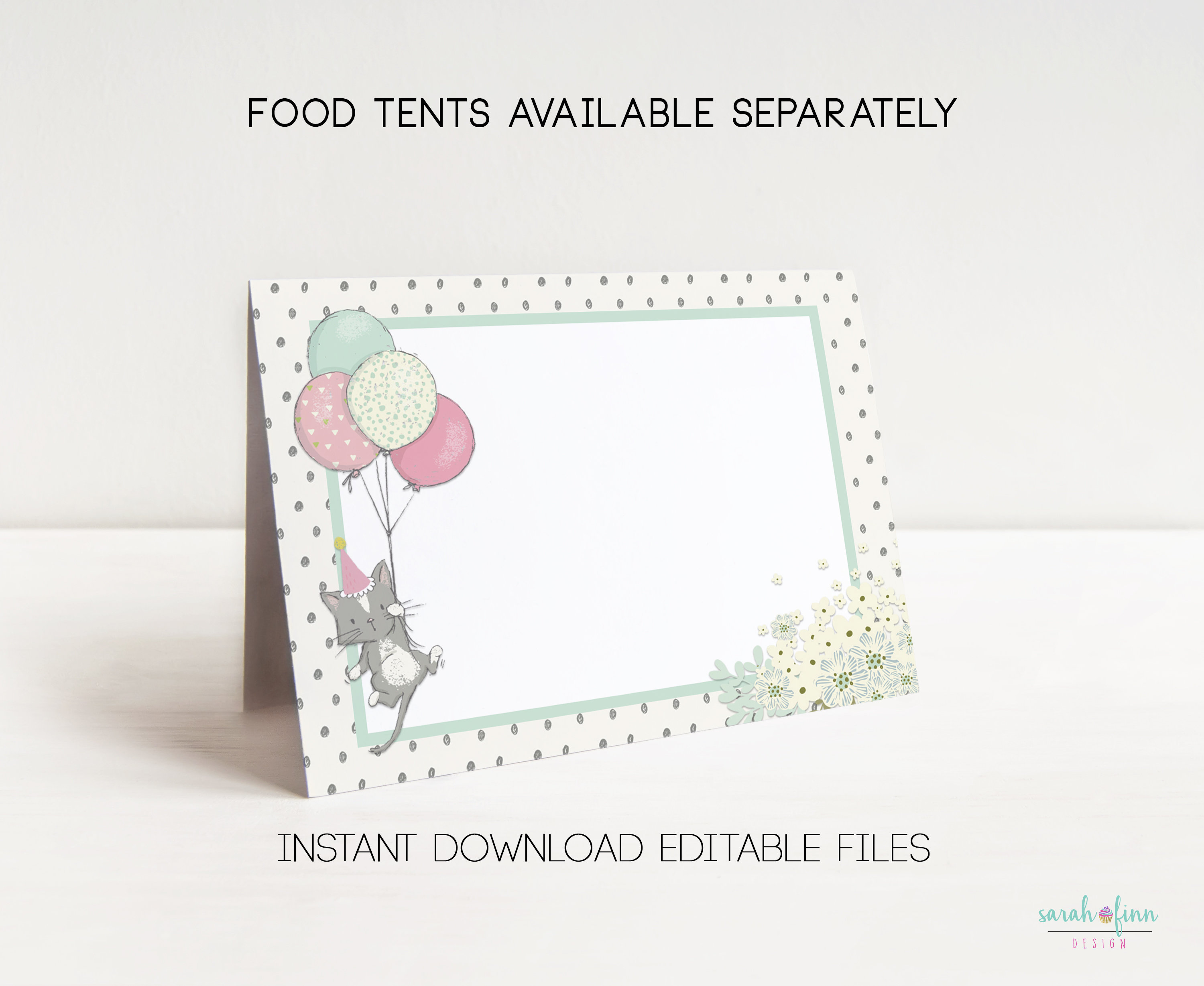 Kitten Thank You Card Printable Editable Cat Birthday Photo | Etsy