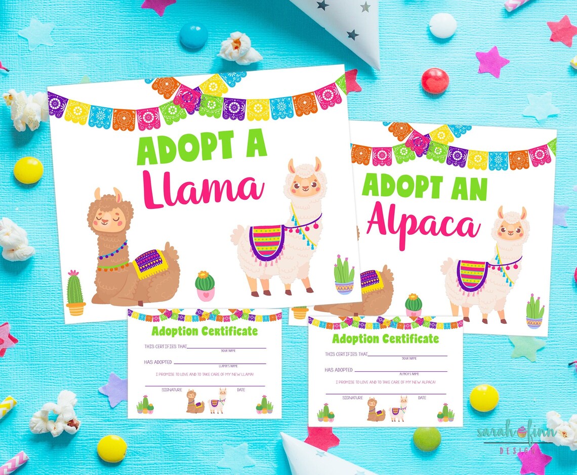 Adopt a Llama Printable Sign and Certificate Alpaca Adoption - Etsy