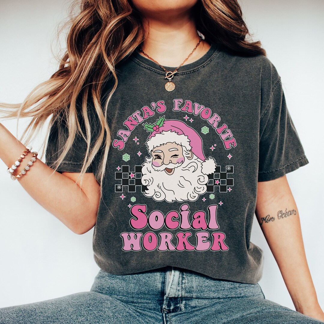 Santa's Favorite Social Worker Shirt Retro Santa Shirt for Social ...
