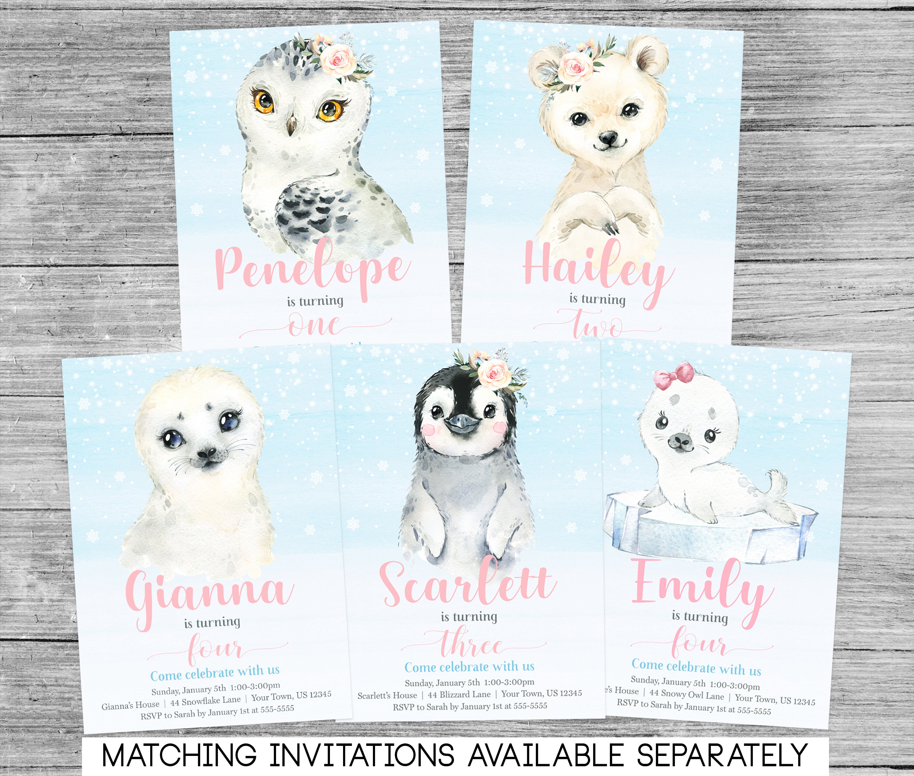 Arctic Animals Girl Happy Birthday Banner Printable Instant - Etsy