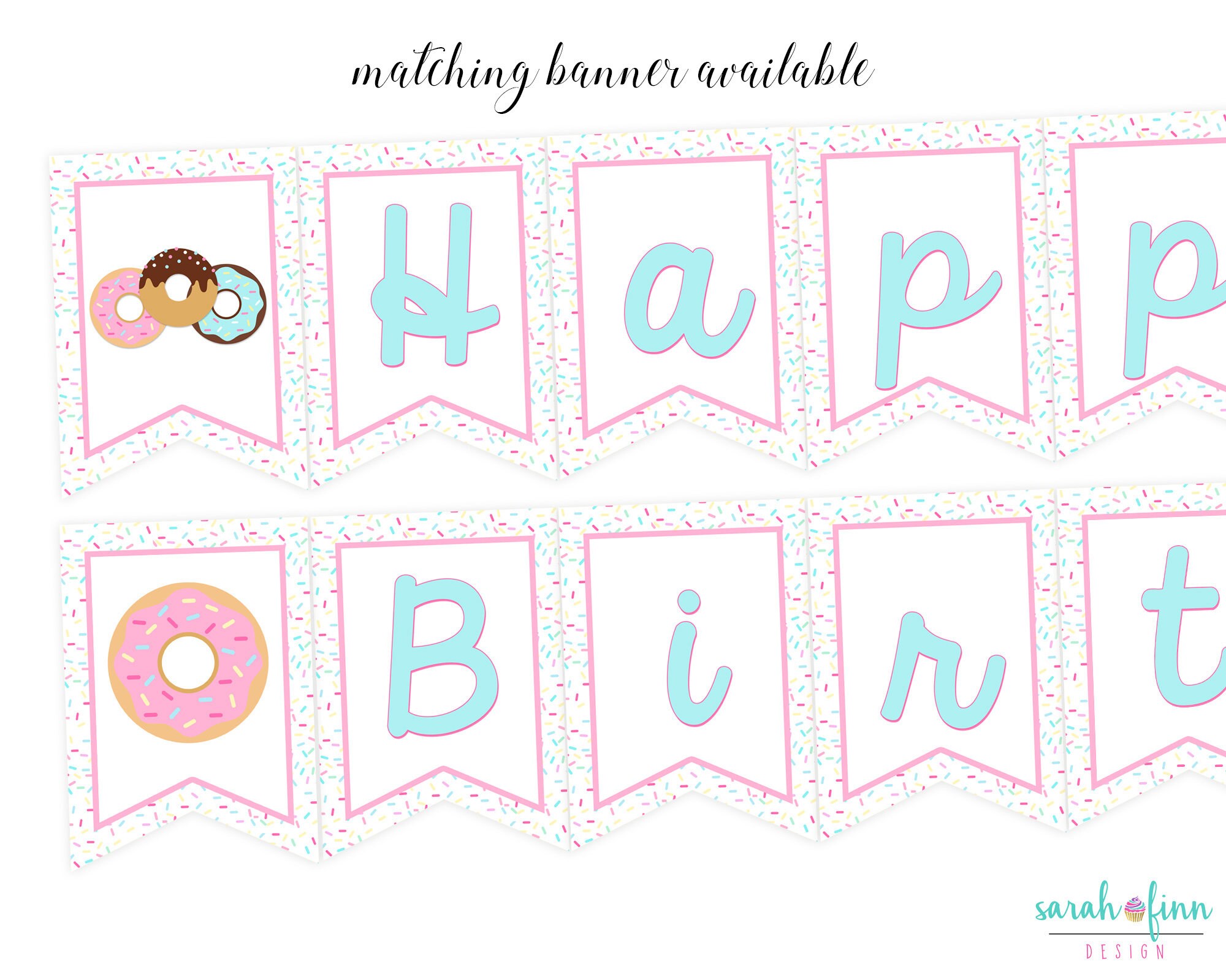 Donut Banner Garland Donut Decorations Instant Download Donut Decor ...